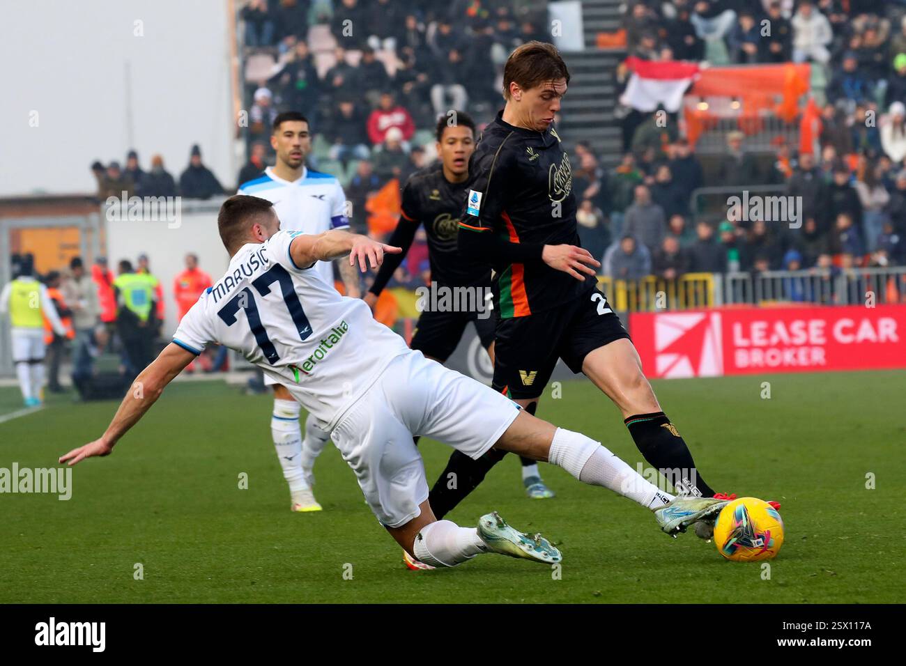 Venezia's Alessio Zerbin, right, and Lazio's Adam Marusic in action ...
