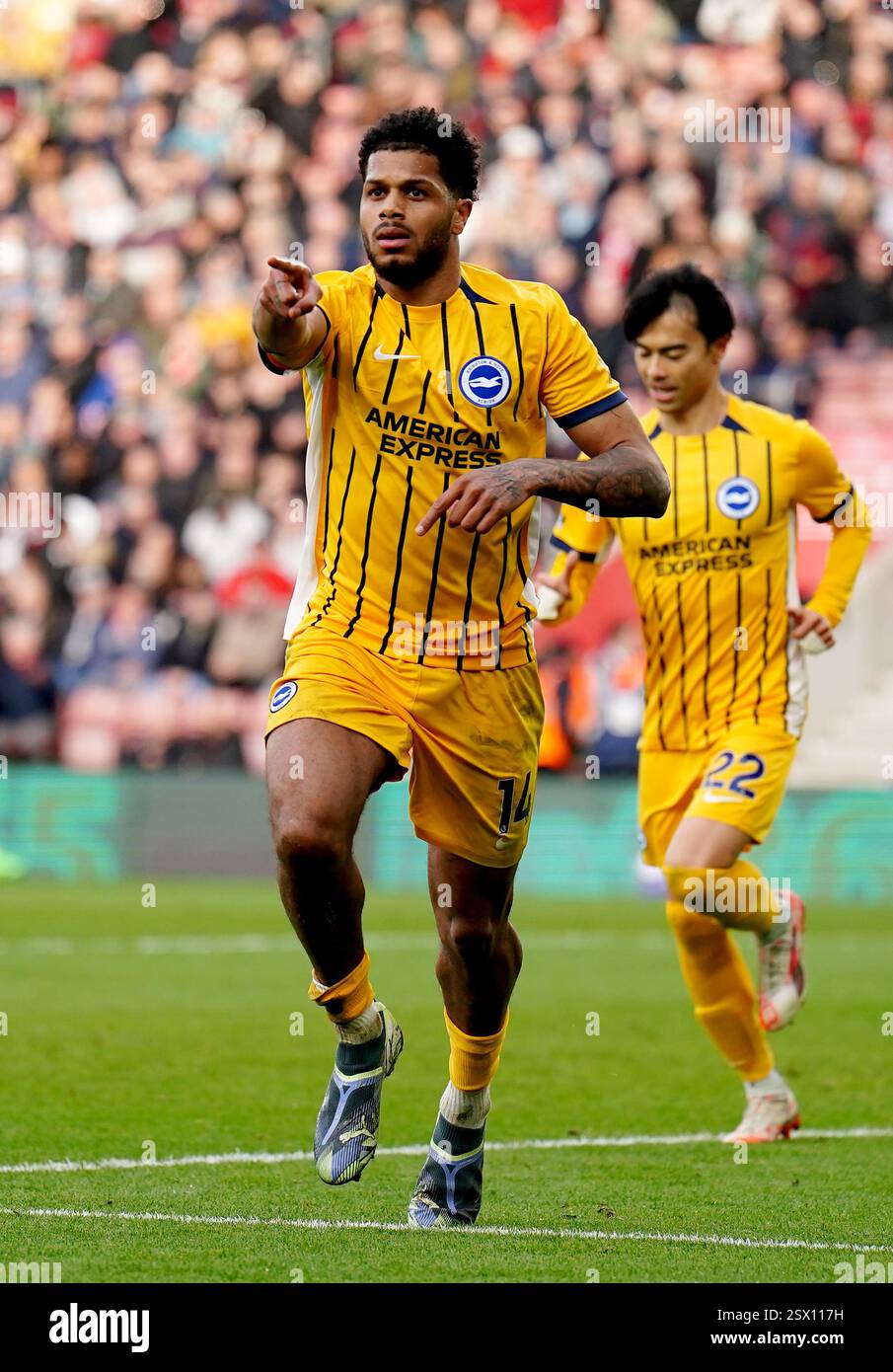 Brighton and Hove Albion's Georginio Rutter celebrates scoring their ...