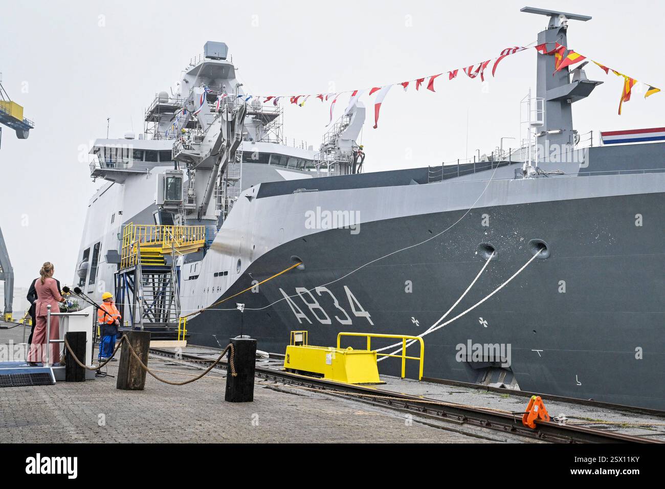 Princess Amalia at the christening of the Combat Support Ship Den ...