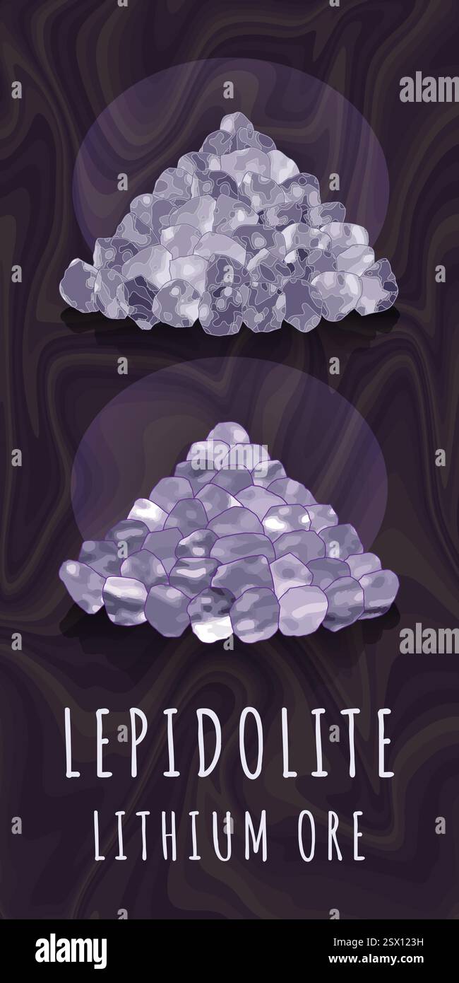 Vector drawing LEPIDOLITE. Hand drawn illustration. LITHIUM ORE ...
