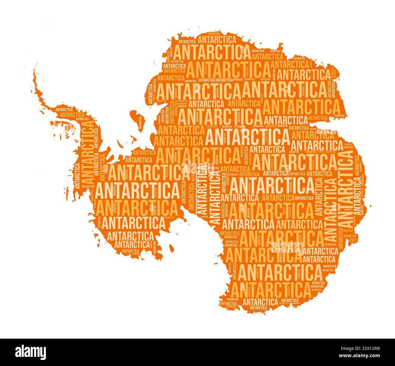 Antarctica shape. Country word cloud with region division. Antarctica ...