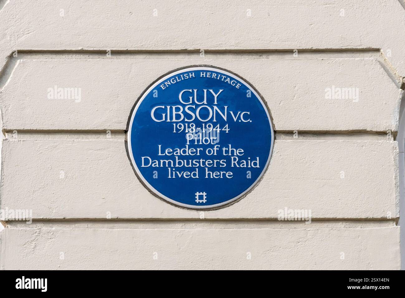 The blue plaque on the former home of Wing Commander Guy Penrose Gibson ...