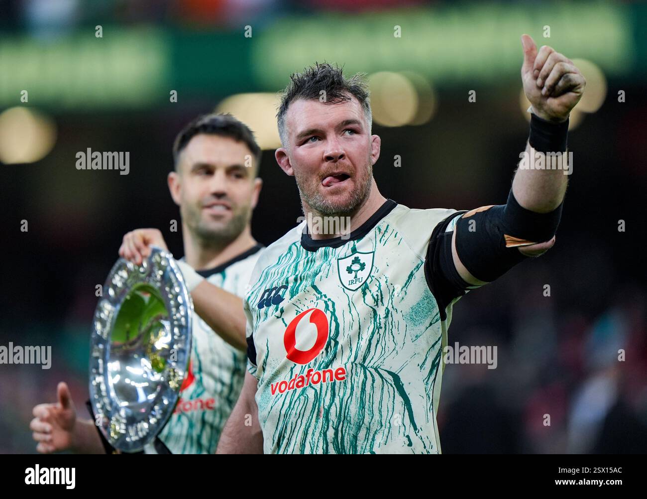 Ireland's Conor Murray and Peter O'Mahony with the Triple Crown trophy ...