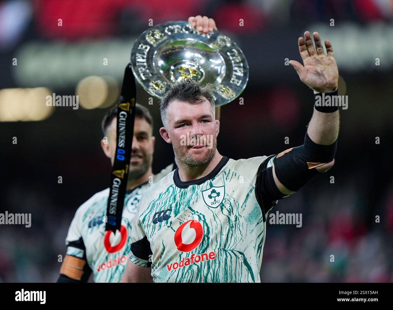 Ireland's Conor Murray and Peter O'Mahony with the Triple Crown trophy ...