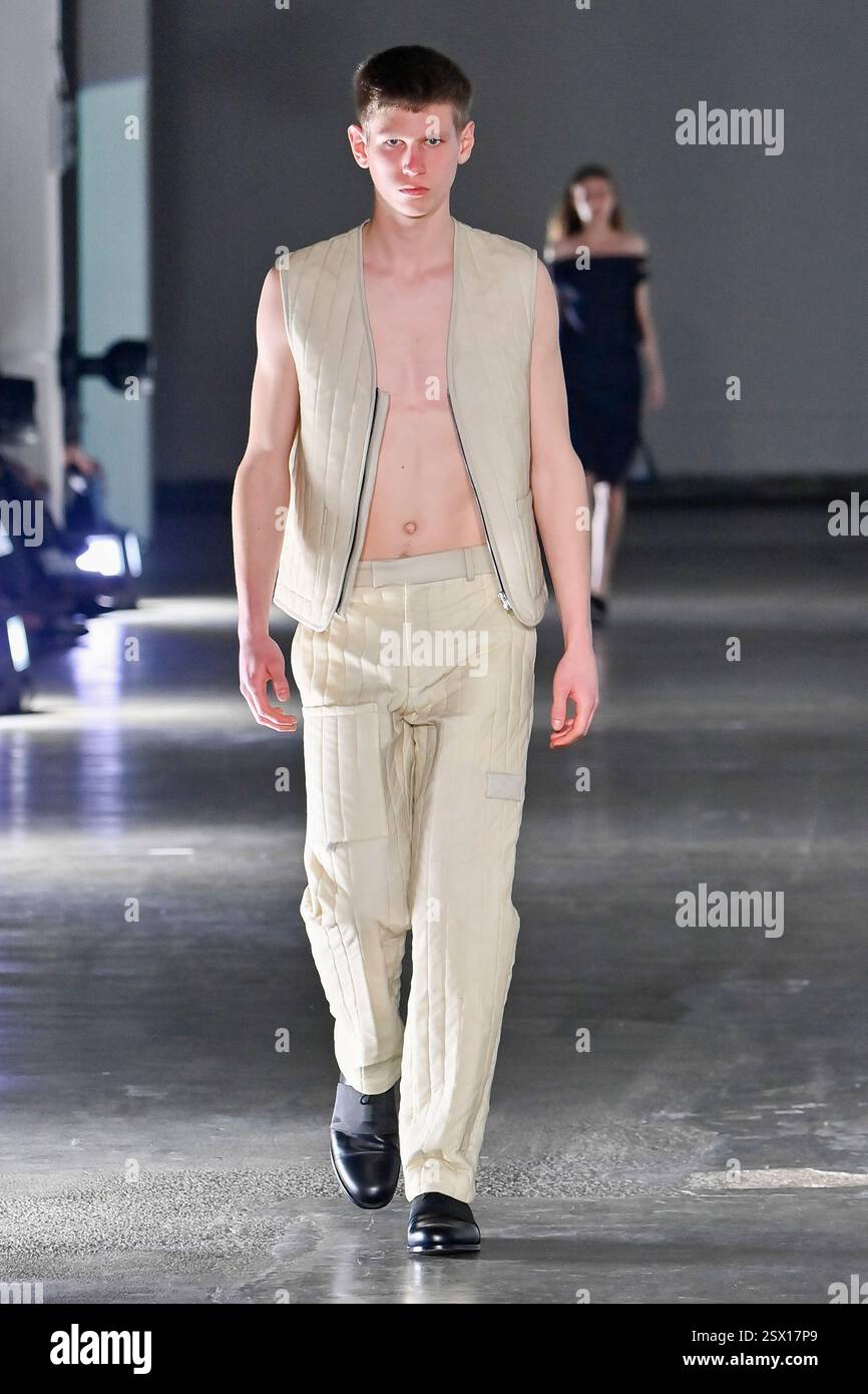 A model is seen on the runway during the Fashion East Olly Shinder ...