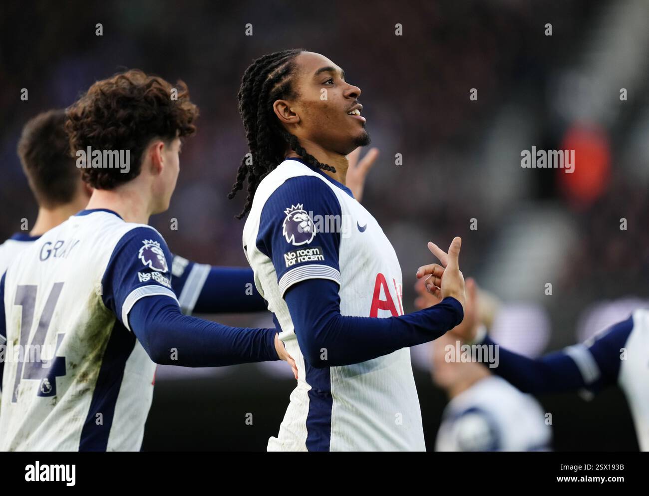 Tottenham Hotspur's Djed Spence celebrates scoring their side's third ...
