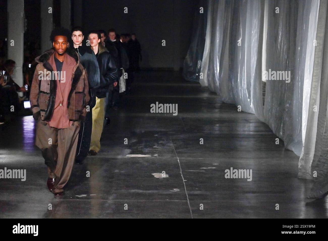 London, UK. 21st Feb, 2025. A model is seen on the runway during the ...