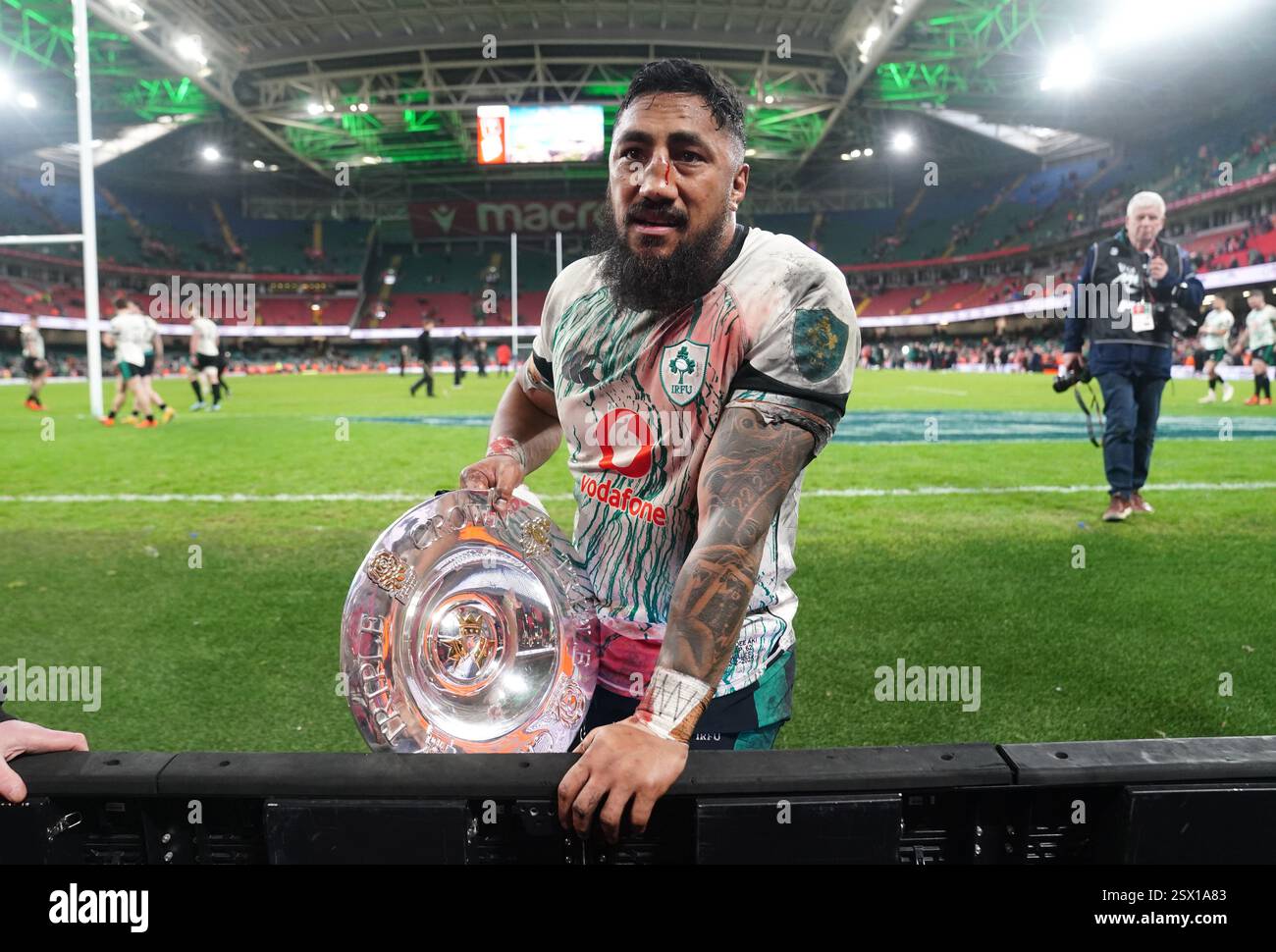 Ireland's Bundee Aki with the Triple Crown following the Guinness Men's ...