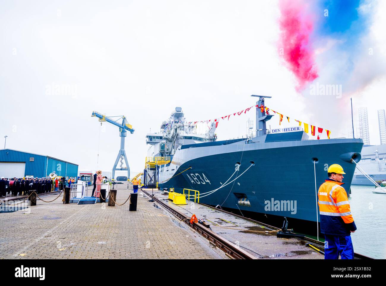 Princess Amalia at the christening of the Combat Support Ship Den ...