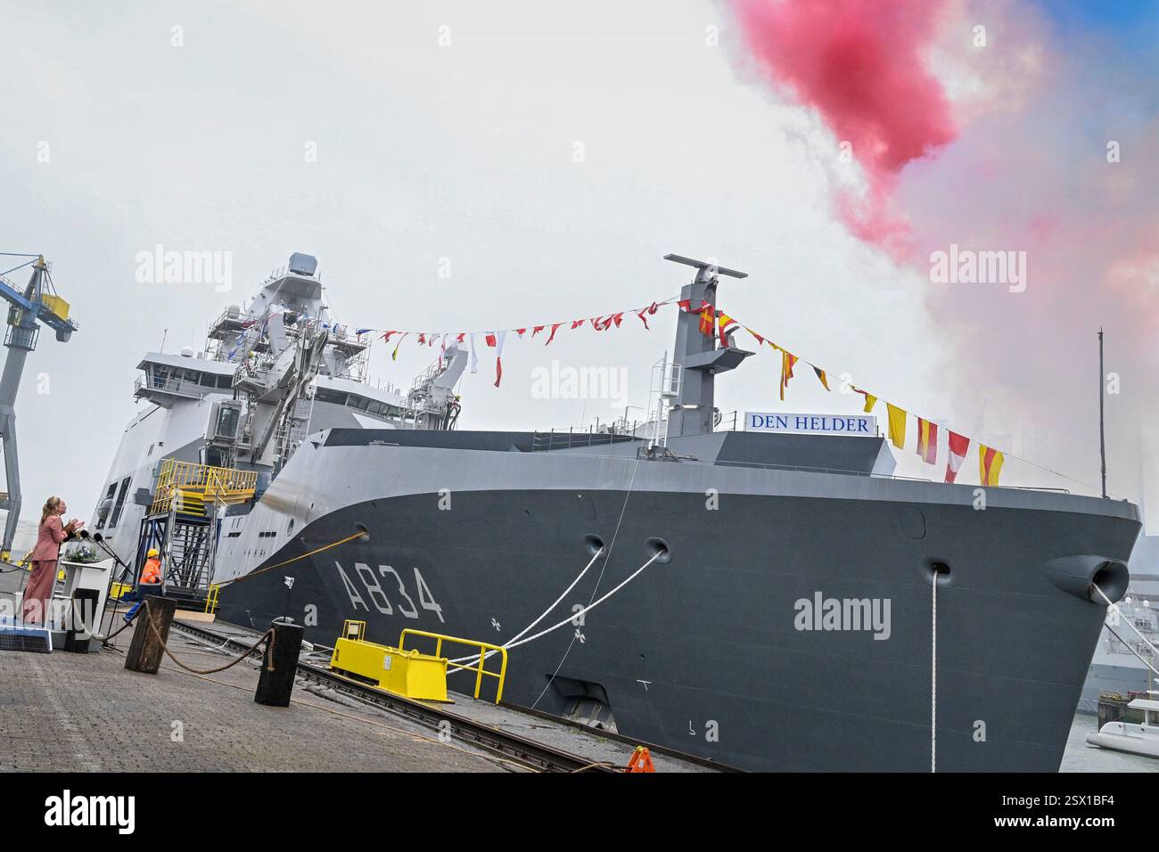 Princess Amalia at the christening of the Combat Support Ship Den ...