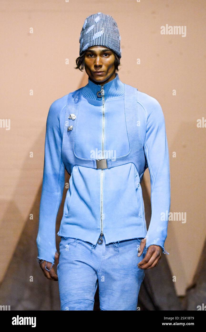 London, UK. 22nd Feb, 2025. A model is seen on the runway during the ...
