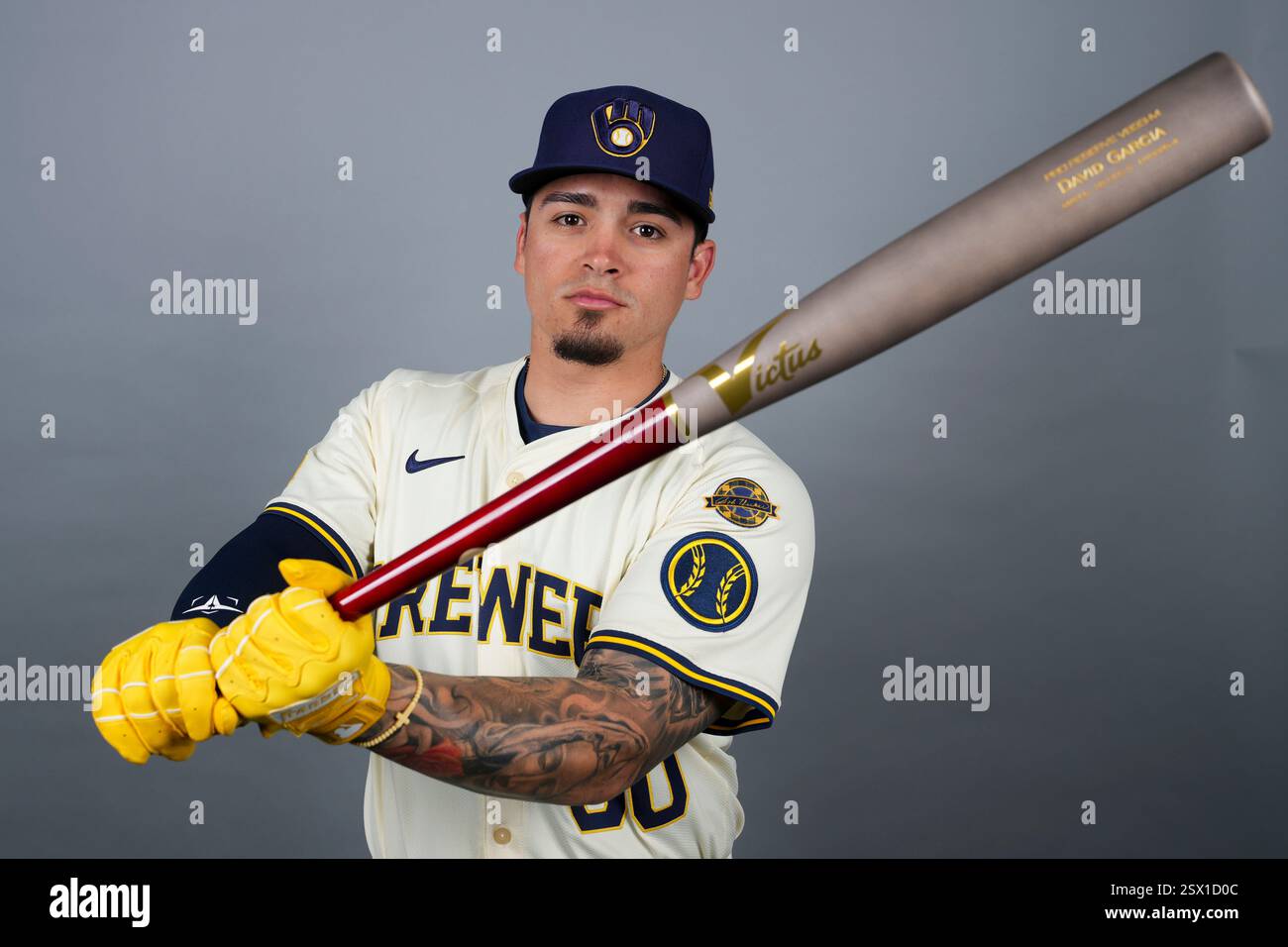 This is a 2025 photo of catcher David García of the Milwaukee Brewers ...