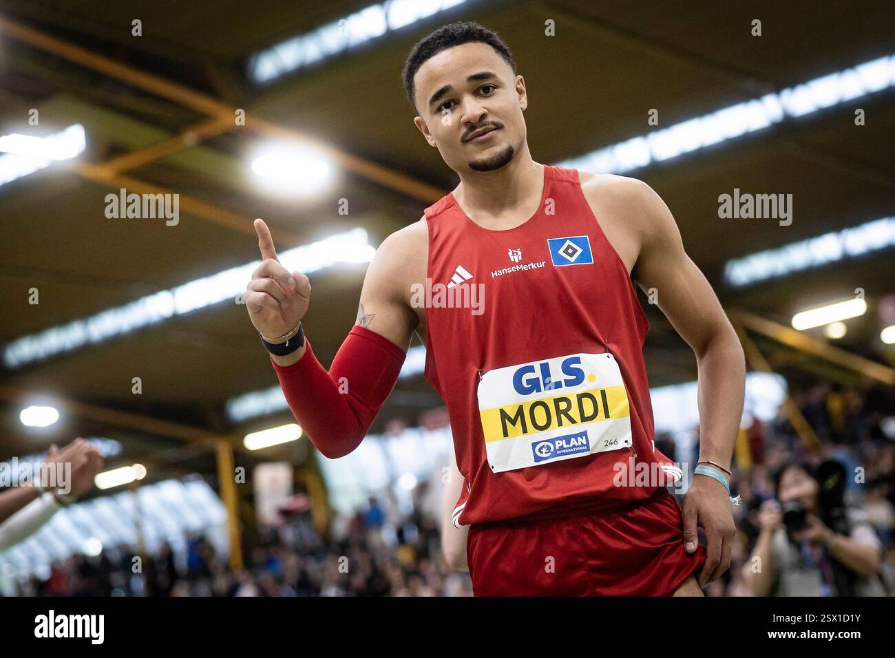 Manuel Mordi (Hamburger SV) siegt ?ber die 60m H?rden; Deutsche ...