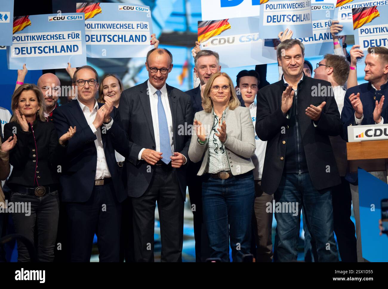 Munich, Germany. 22nd Feb, 2025. Alexander Dobrindt (3rd from left ...