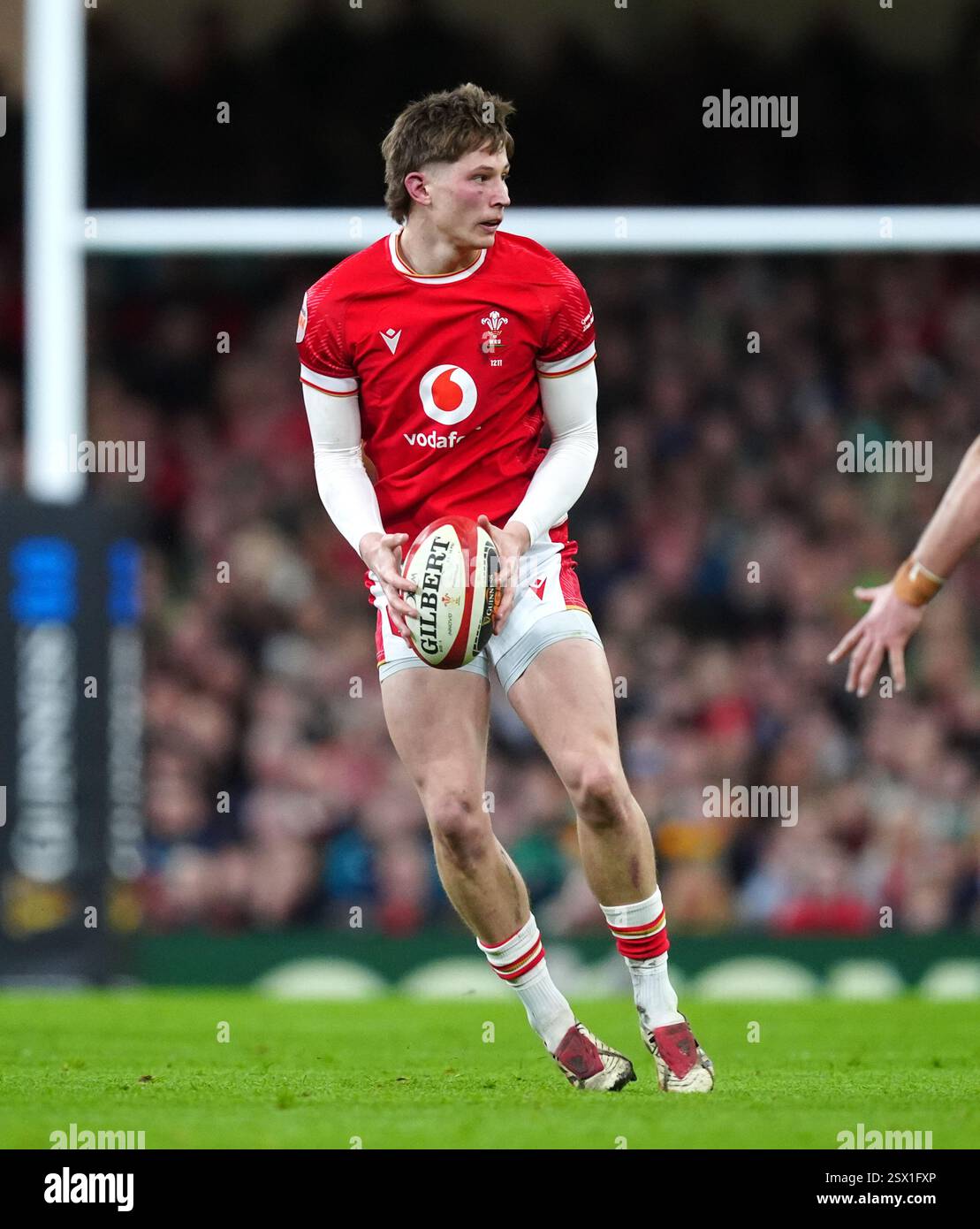 Wales' Ellis Mee during the Guinness Men's Six Nations match at the Principality Stadium ...