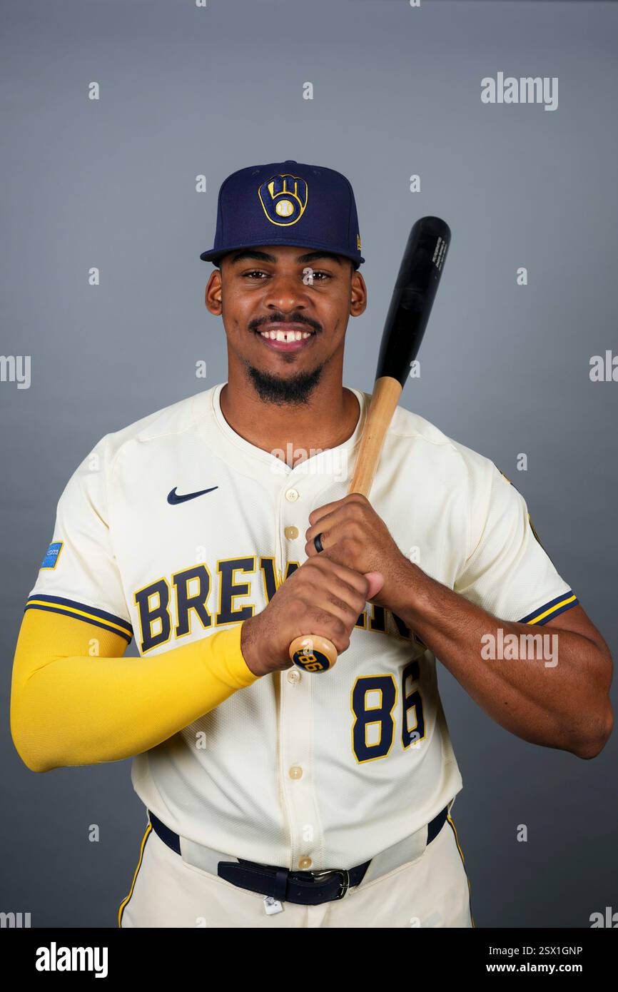 This is a 2025 photo of infielder Ernesto Martinez Jr. of the Milwaukee ...