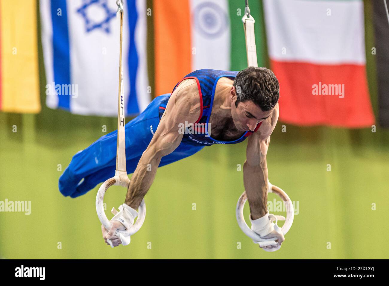 Cottbus, Germany. 22nd Feb, 2025. Gymnastics: World Cup, men's rings final: Vahagn Davtyan from ...