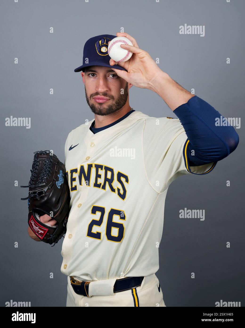 This is a 2025 photo of pitcher Aaron Ashby of the Milwaukee Brewers ...