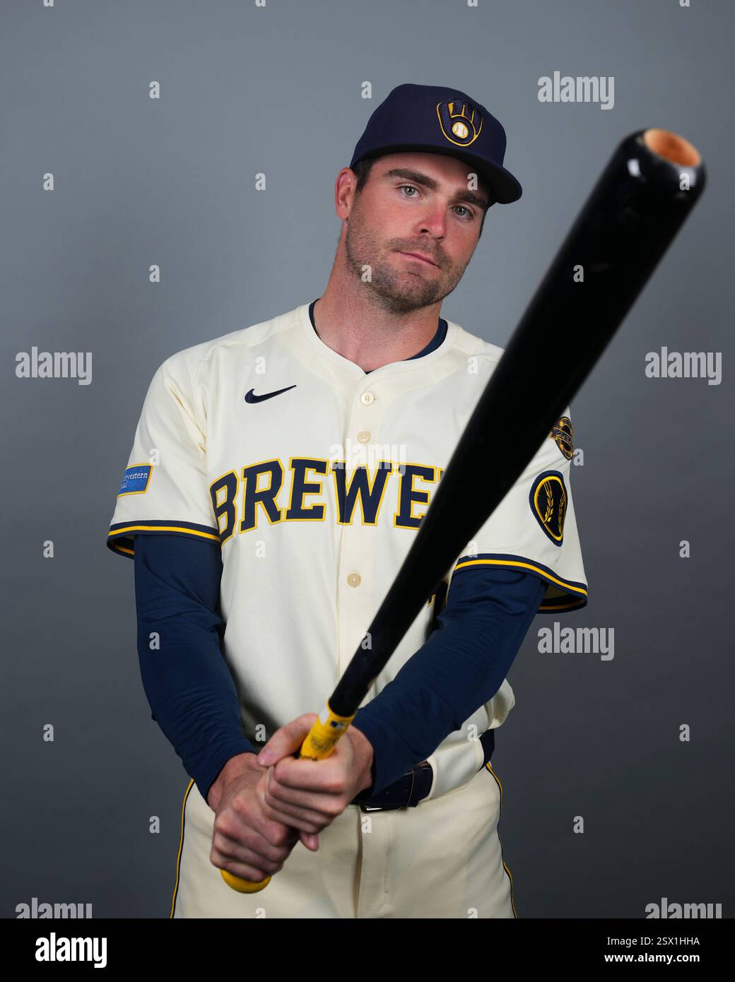 This is a 2025 photo of infielder Tyler Black of the Milwaukee Brewers ...