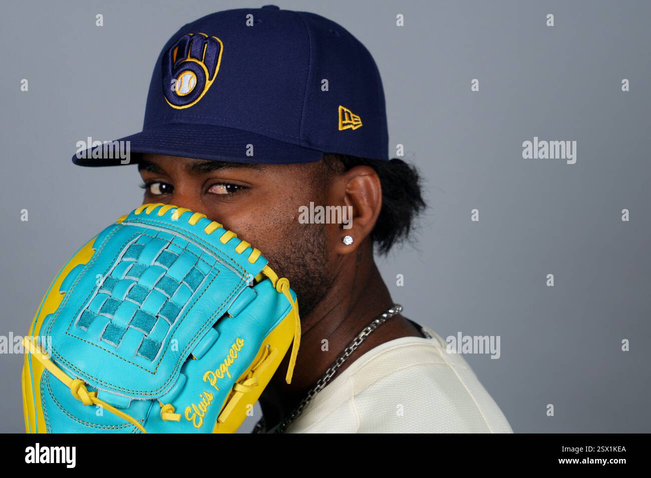This is a 2025 photo of pitcher Elvis Peguero of the Milwaukee Brewers ...