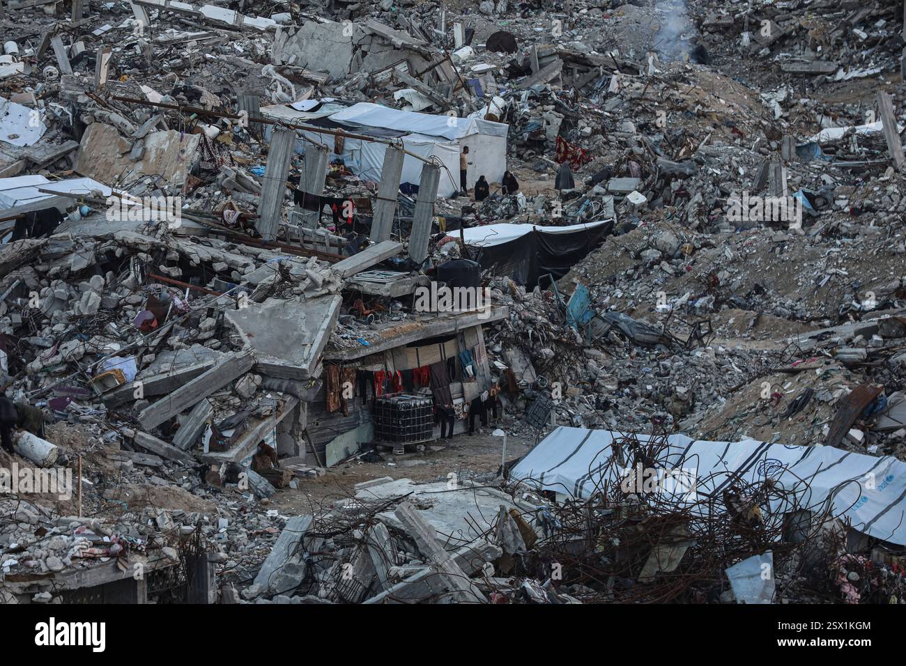 A general view of the destruction as Palestinians continue their daily ...