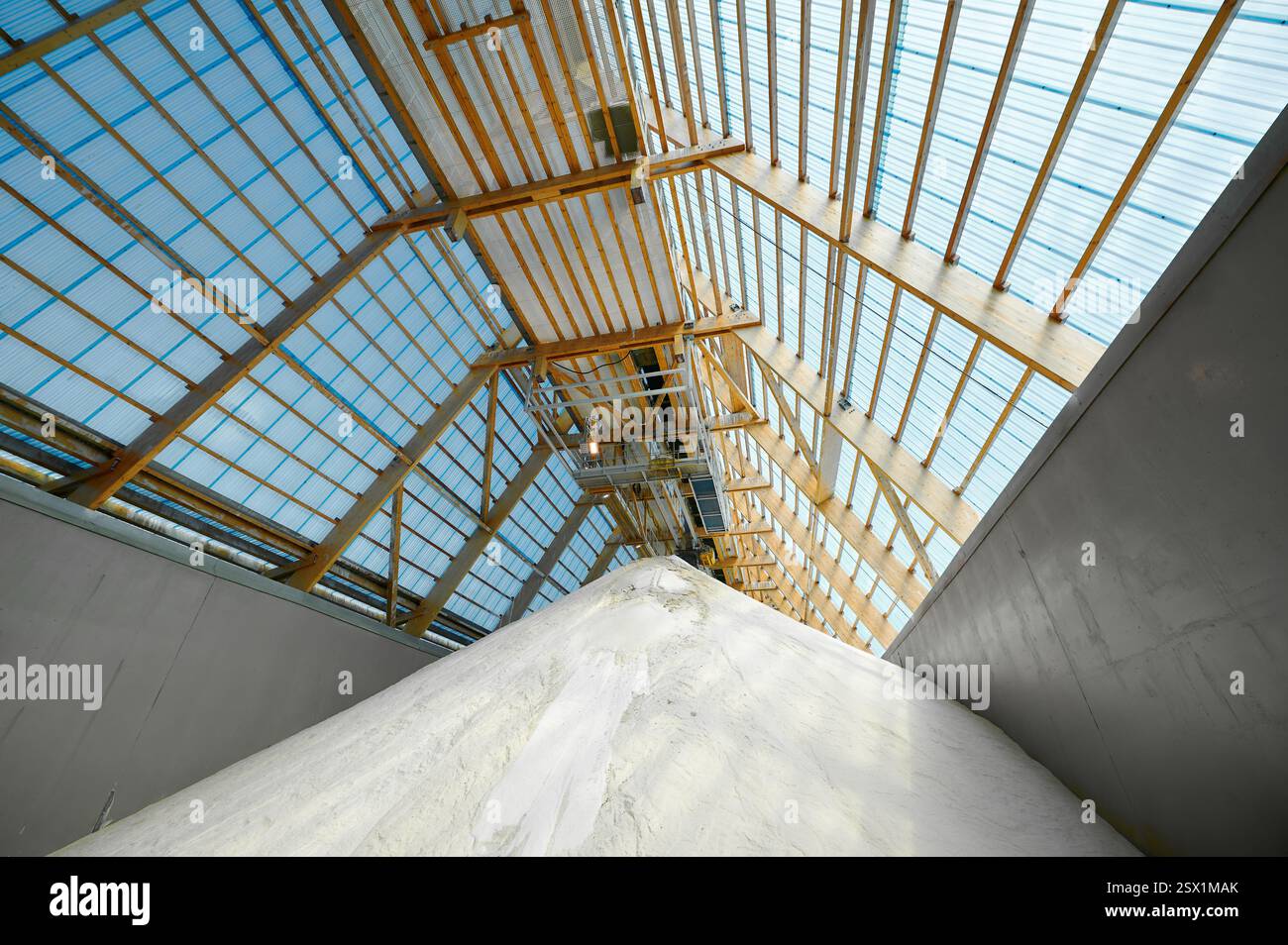 View of a large conveyor system transporting materials within a ...