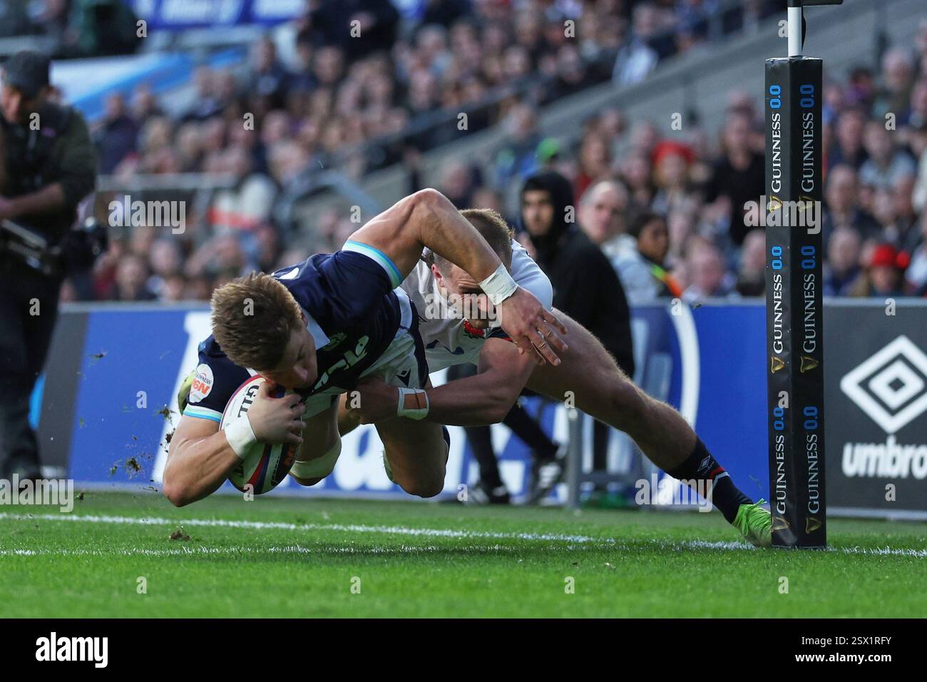 Scotland's Huw Jones scores his side's second try during the Six ...