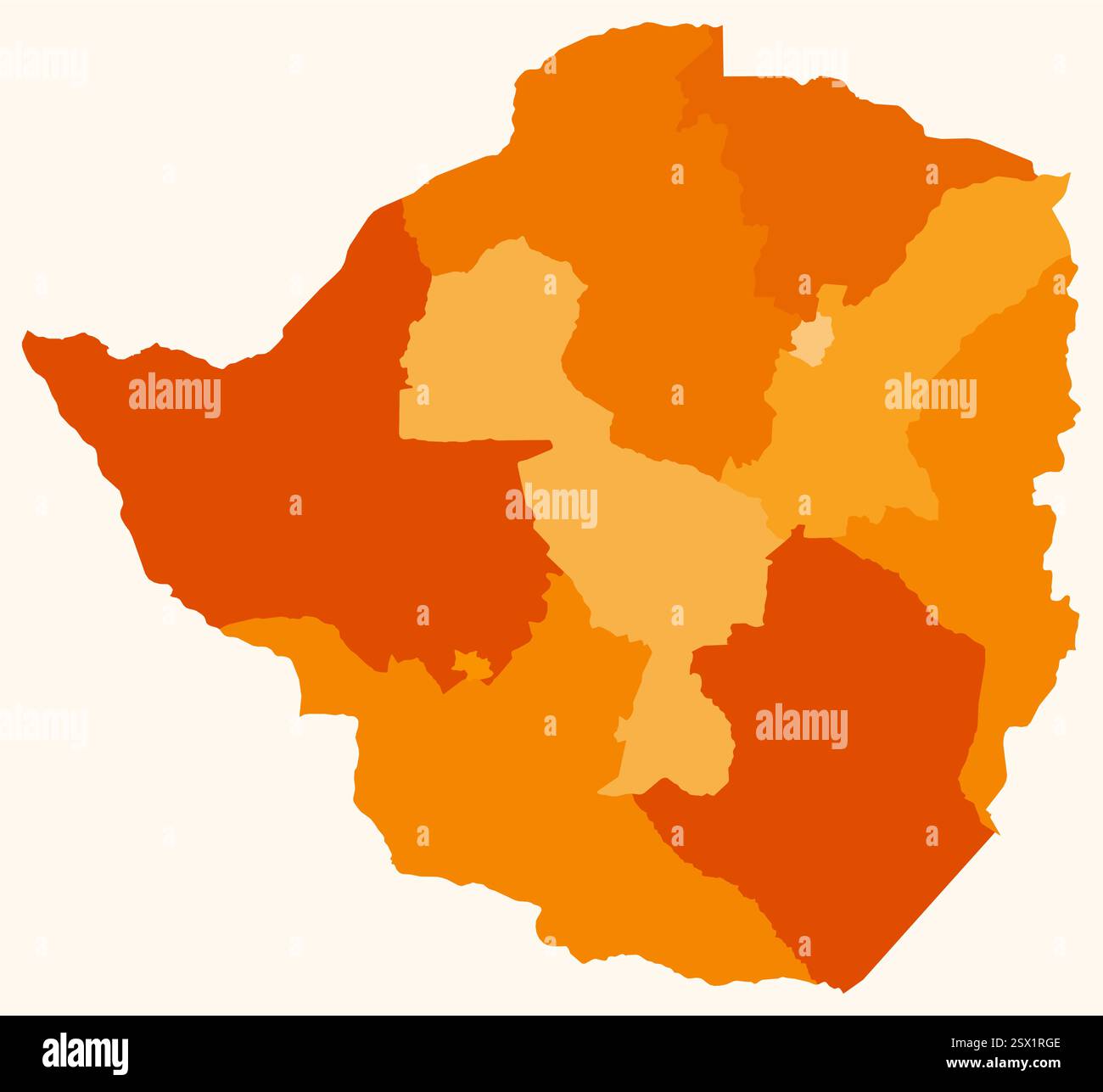 Map of Zimbabwe with regions. Just a simple country border map with ...