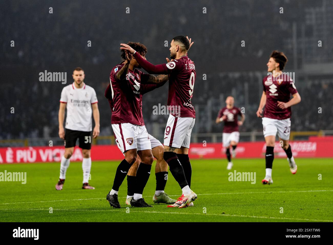 Torino, Italia. 22nd Feb, 2025. Torino Fc players celebrate after own ...