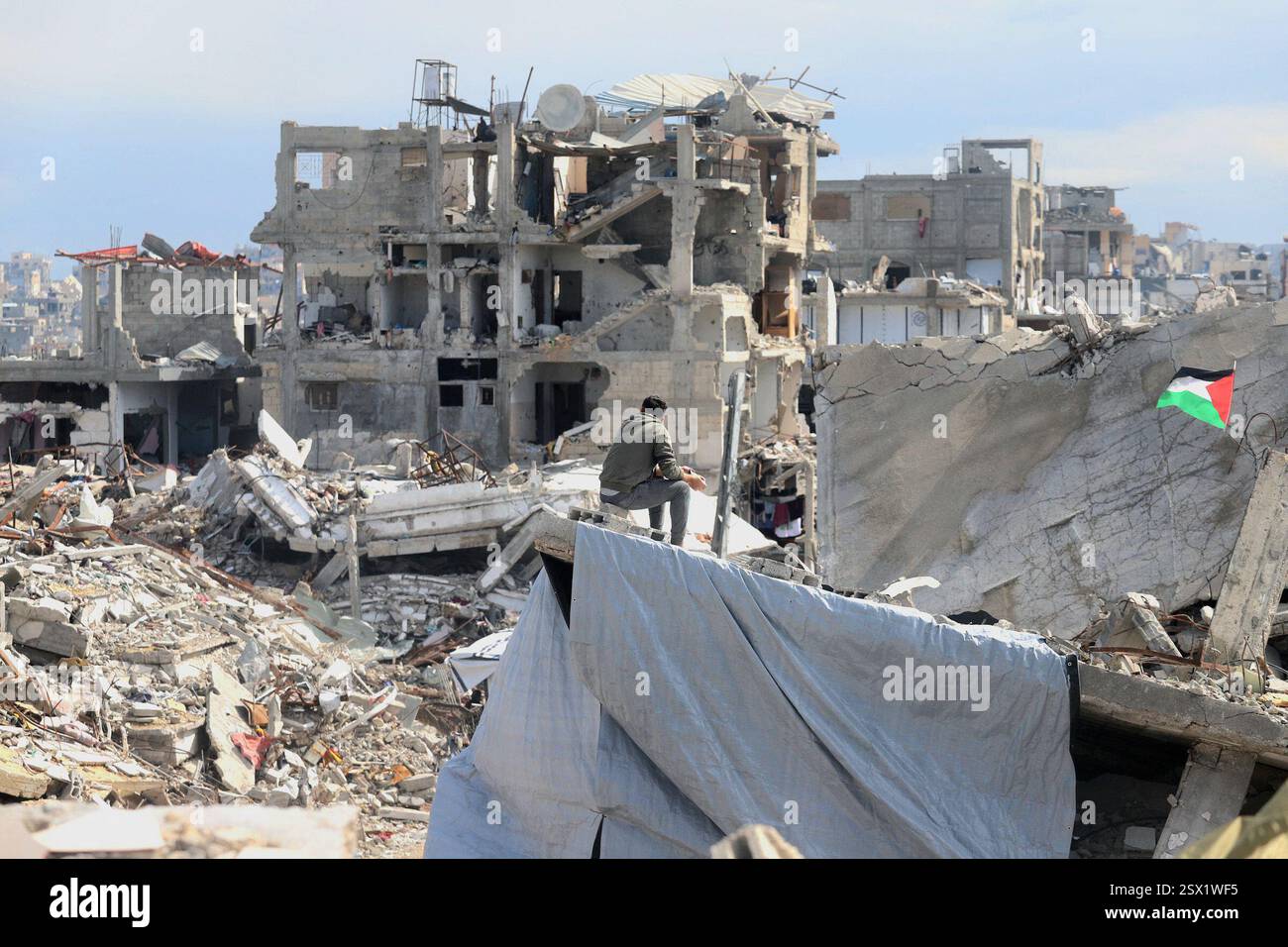 This picture shows the level of destruction in Jabalia refugee camp ...