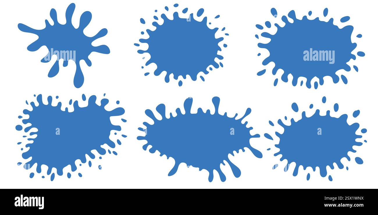 Collection of Various Blue Splatter Shapes With Organic Designs Stock ...