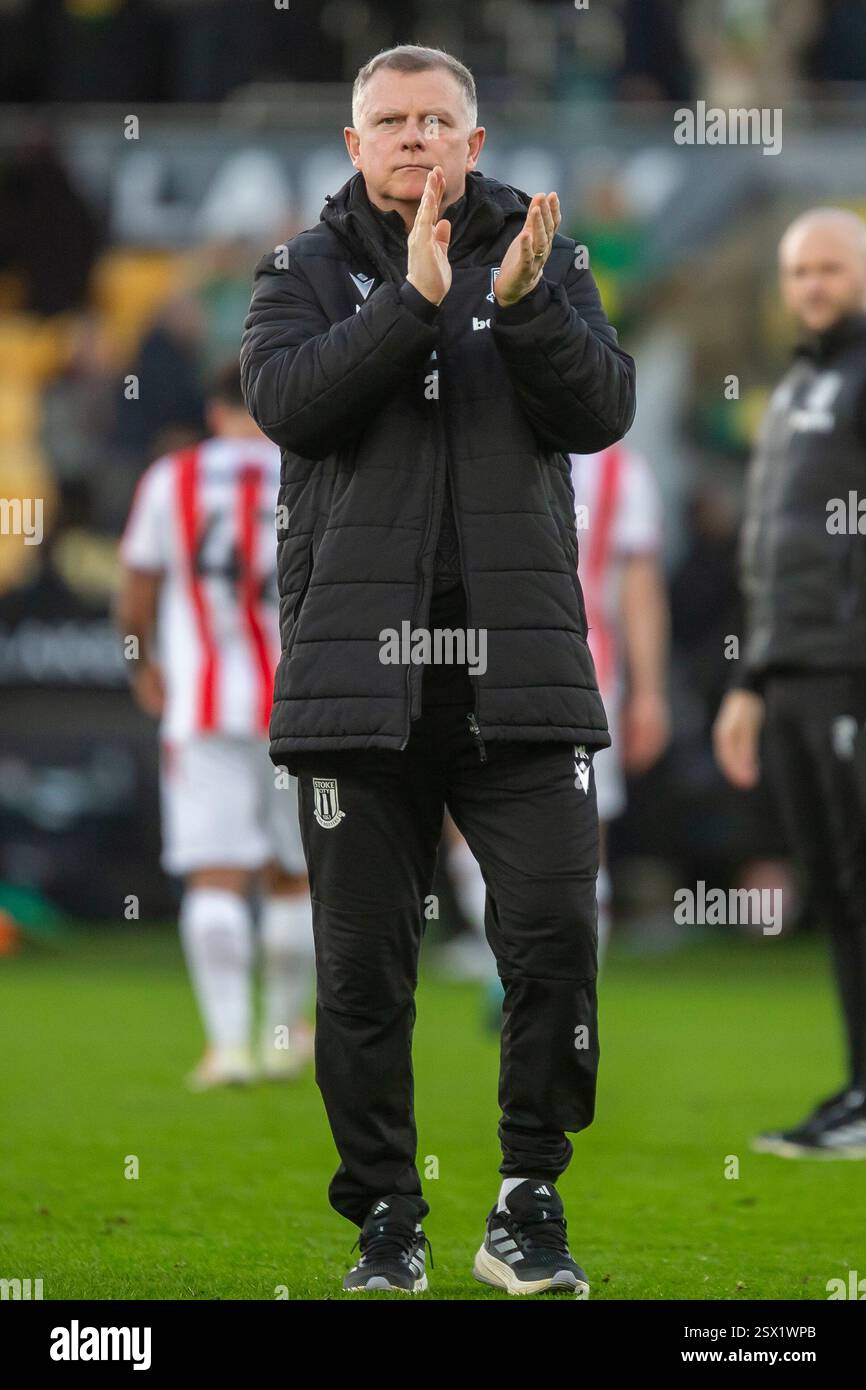 Stoke City Manager, Mark Robins applaud their supporters after the Sky ...