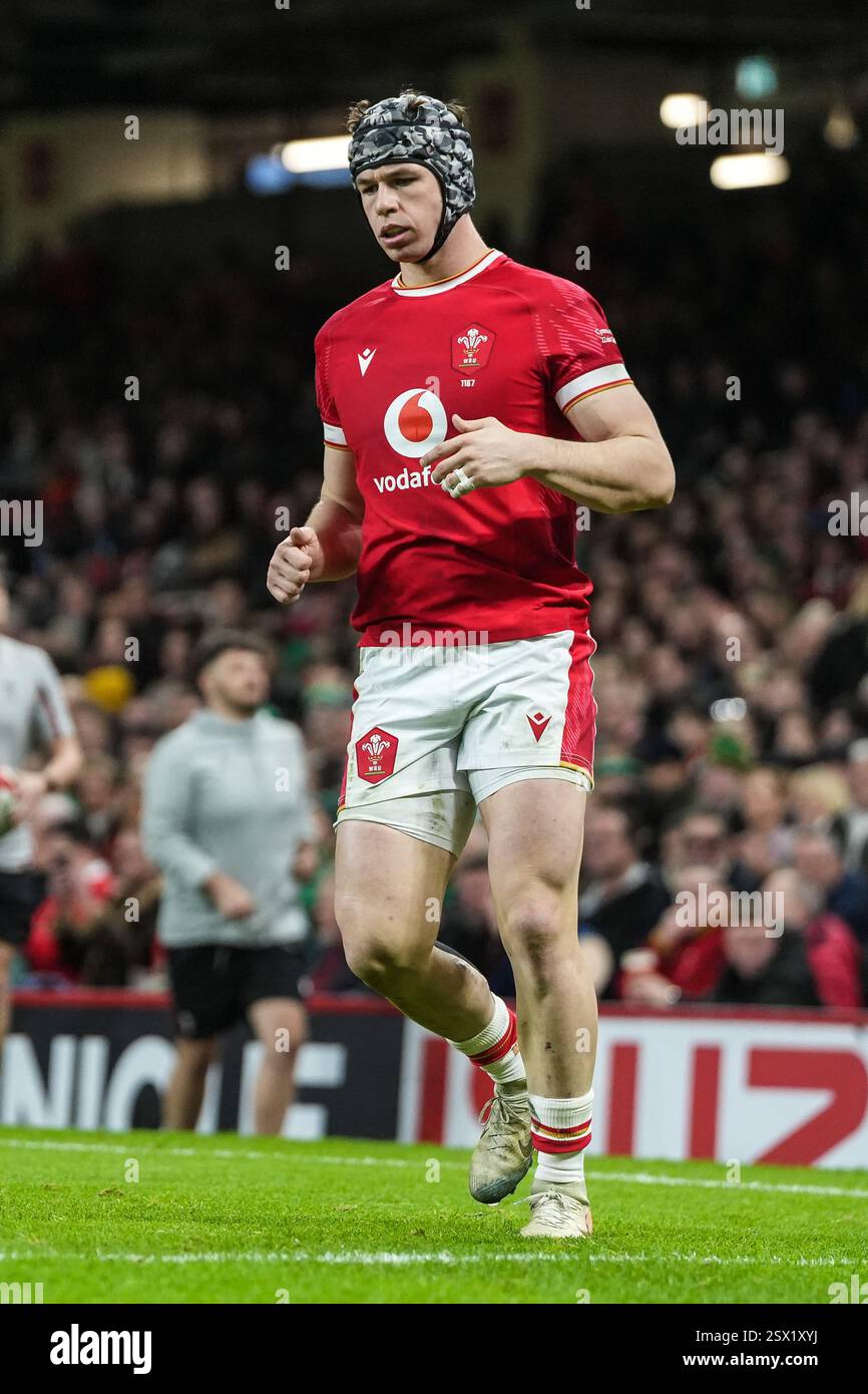 Tom Rogers of Wales during the 2025 Guinness 6 Nations match Wales vs Ireland at Principality ...