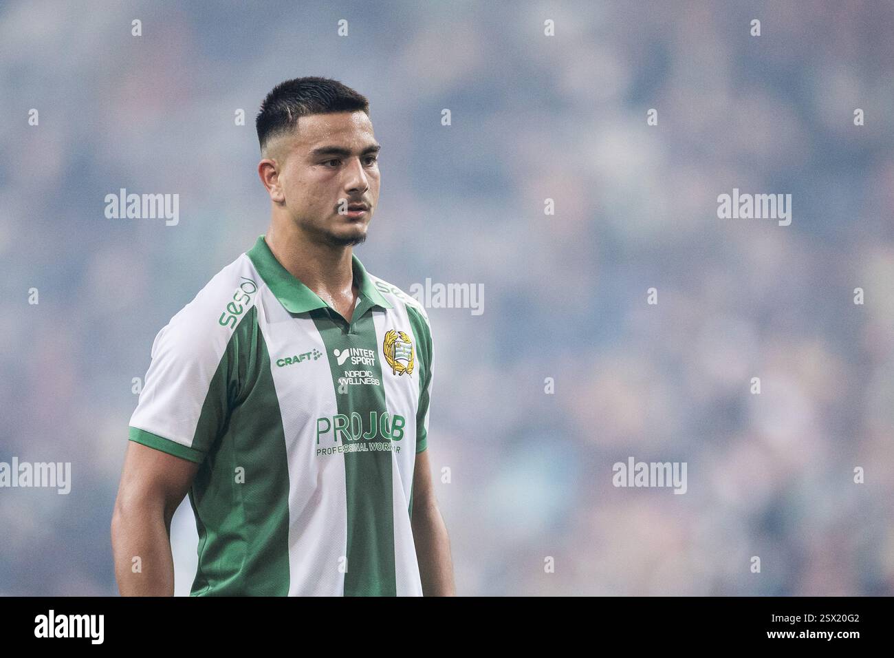Stockholm, Sverige. 22nd Feb, 2025. 250222 Hammarbys Jusef Erabi under ...
