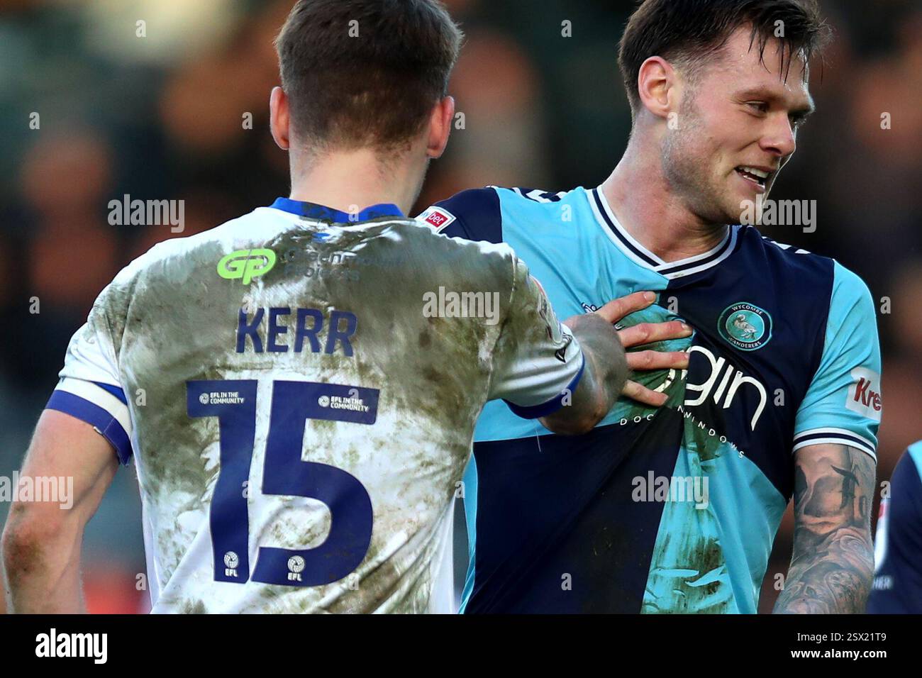 Tempers flare between Wigan Athletic's Jason Kerr and Wycombe Wanderers ...