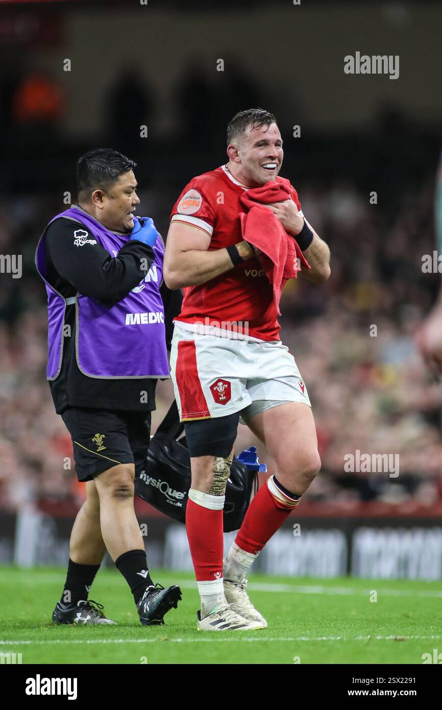 Elliot Dee of Wales during the 2025 Guinness 6 Nations match Wales vs Ireland at Principality ...