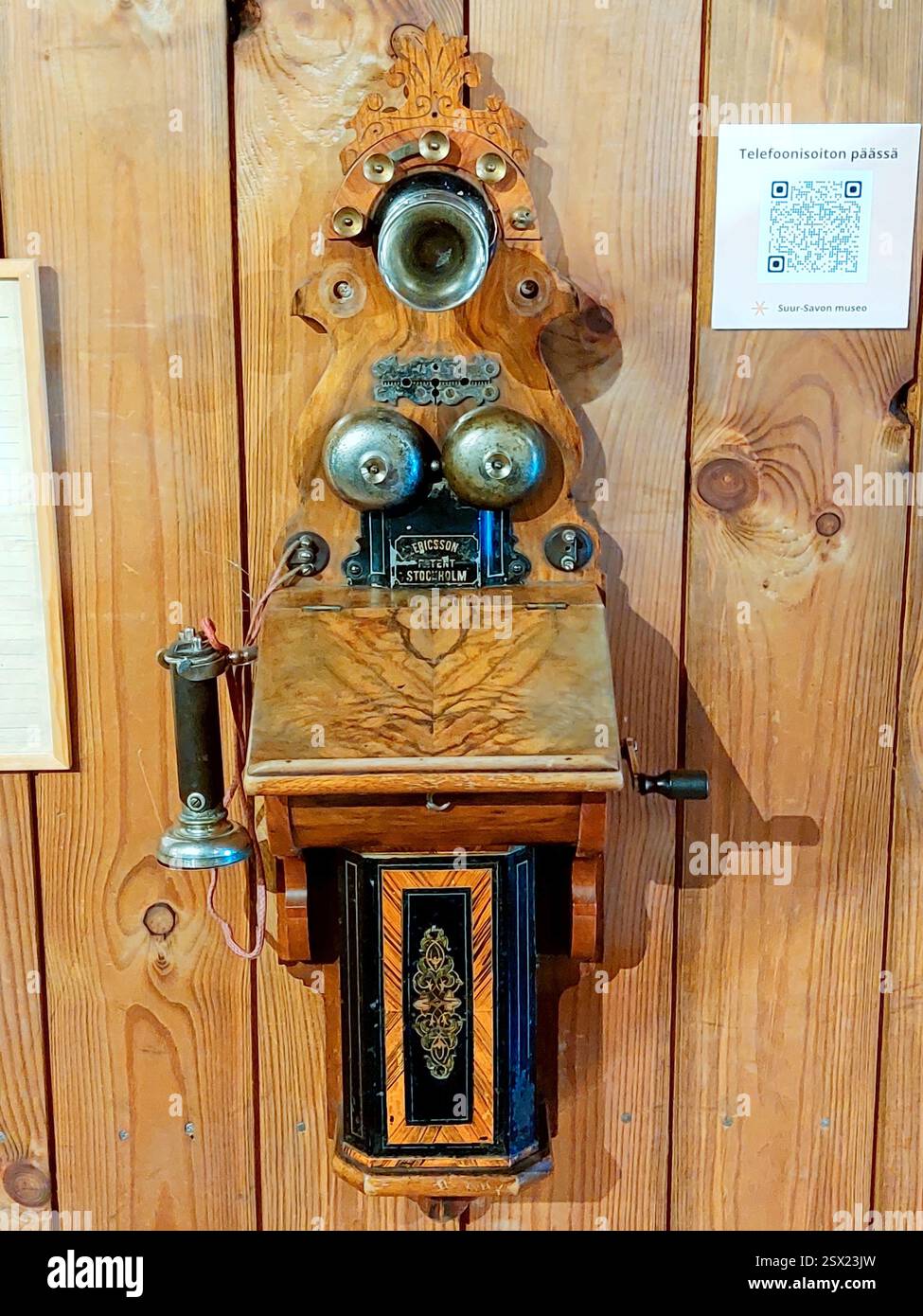 An antique Ericsson wall telephone at Suur-Savo Museum, Mikkeli ...