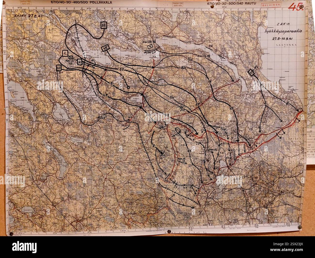 A WWII Finnish military map at Mikkeli HQ Museum, showing a 1941 ...