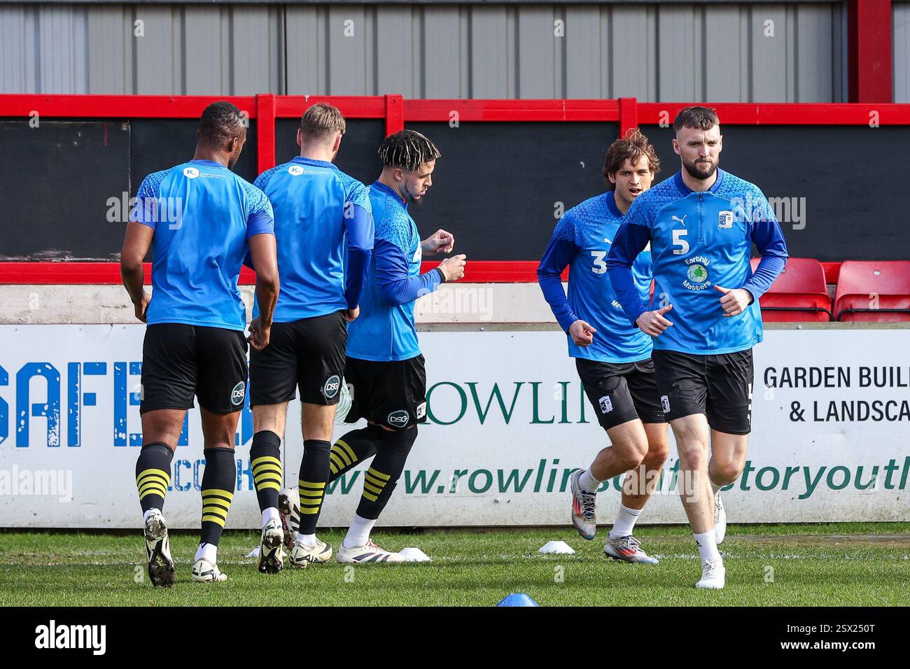 Barrow AFC players at warm up during the Sky Bet League 2 match between Crewe Alexandra and ...