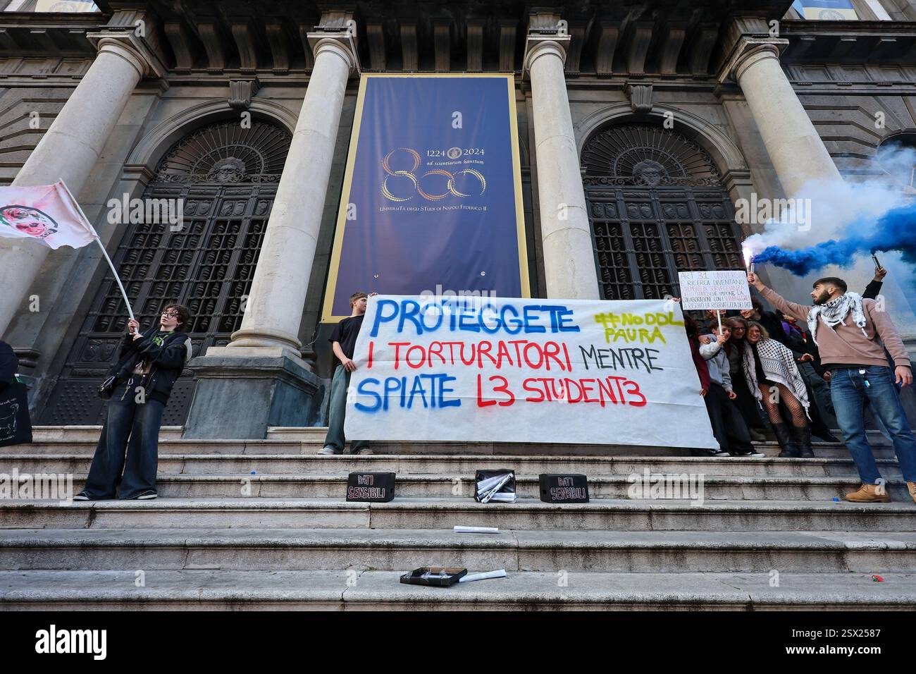 Naples, Italy, 22 February 2025. People during a demonstration against ...