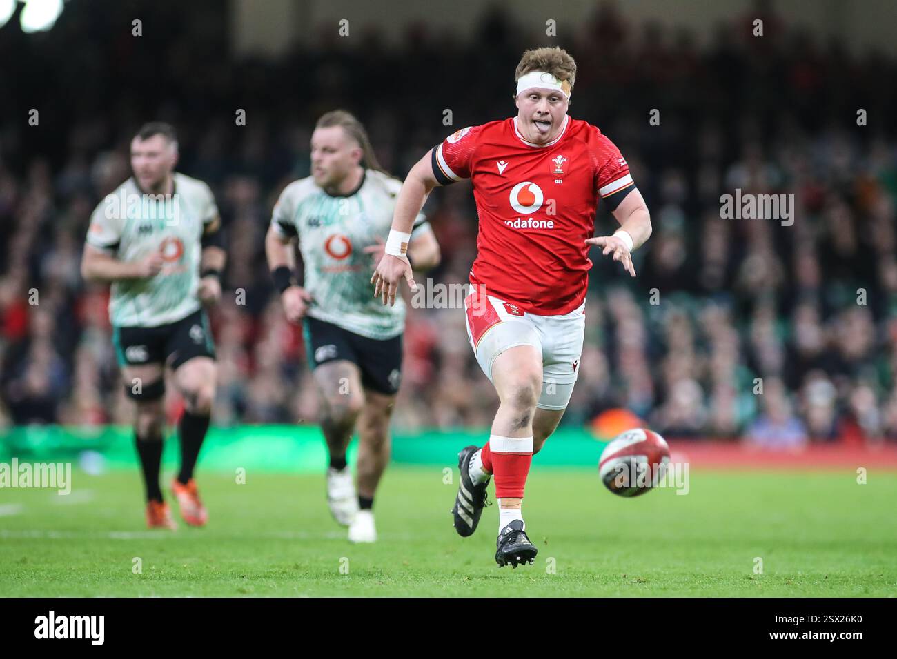 Evan Lloyd of Wales during the 2025 Guinness 6 Nations match Wales vs Ireland at Principality ...