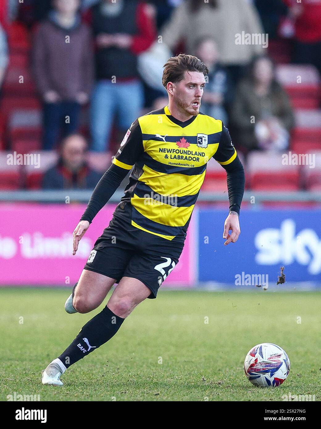 #23, Connor Mahoney of Barrow AFC in action with the ball during the ...
