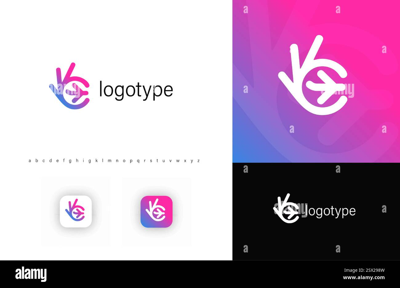OK hand gesture with airplane symbol inside. Vector logo concept Stock ...