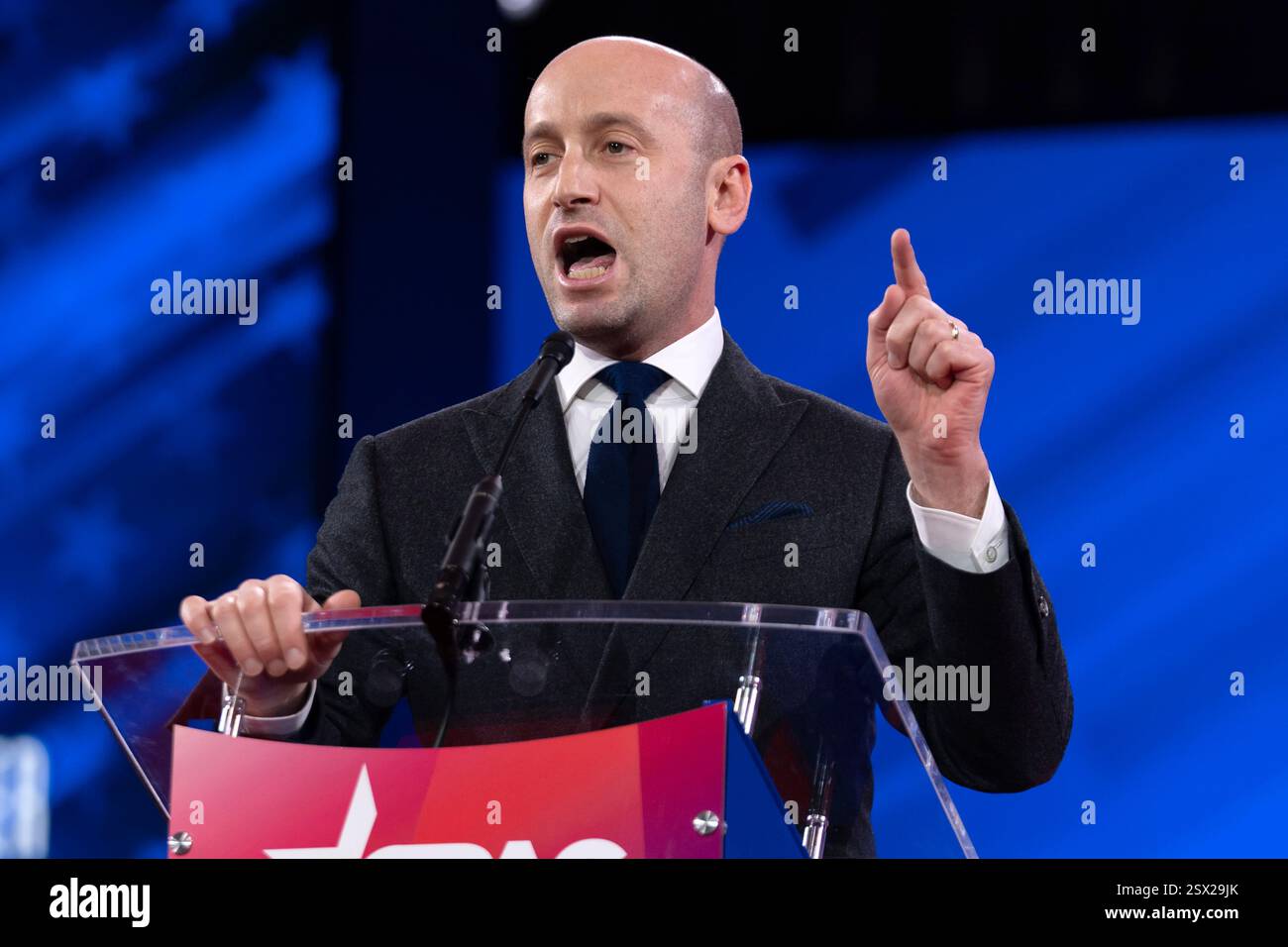 White House deputy chief of policy Stephen Miller speaks at the ...