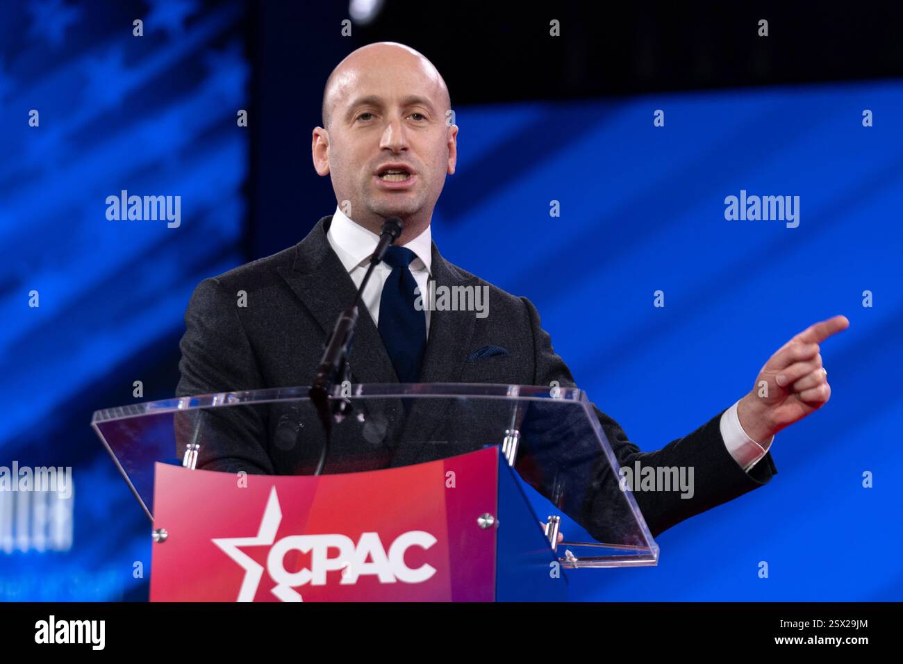 White House deputy chief of policy Stephen Miller speaks at the ...