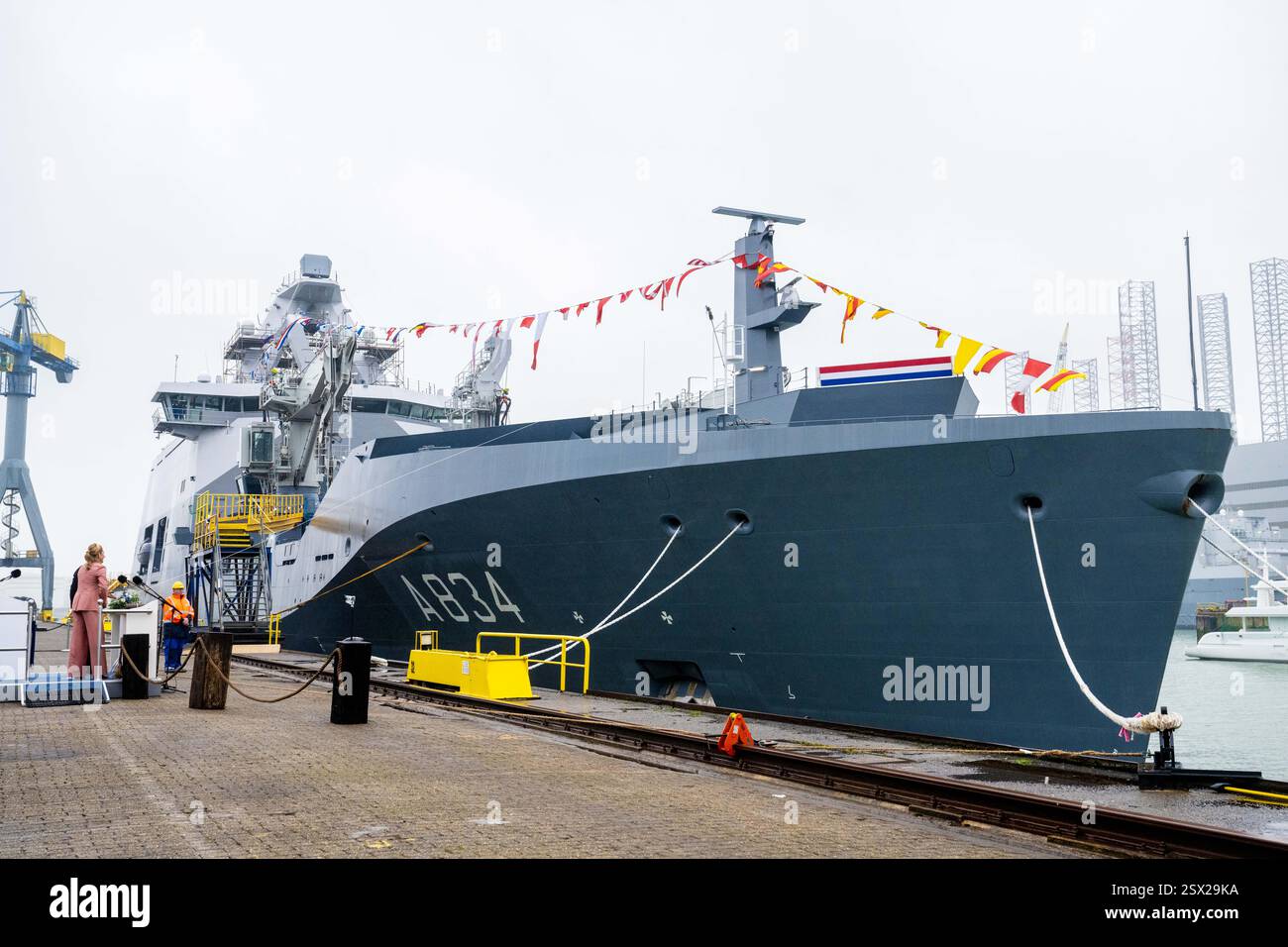Princess Amalia at the christening of the Combat Support Ship Den ...