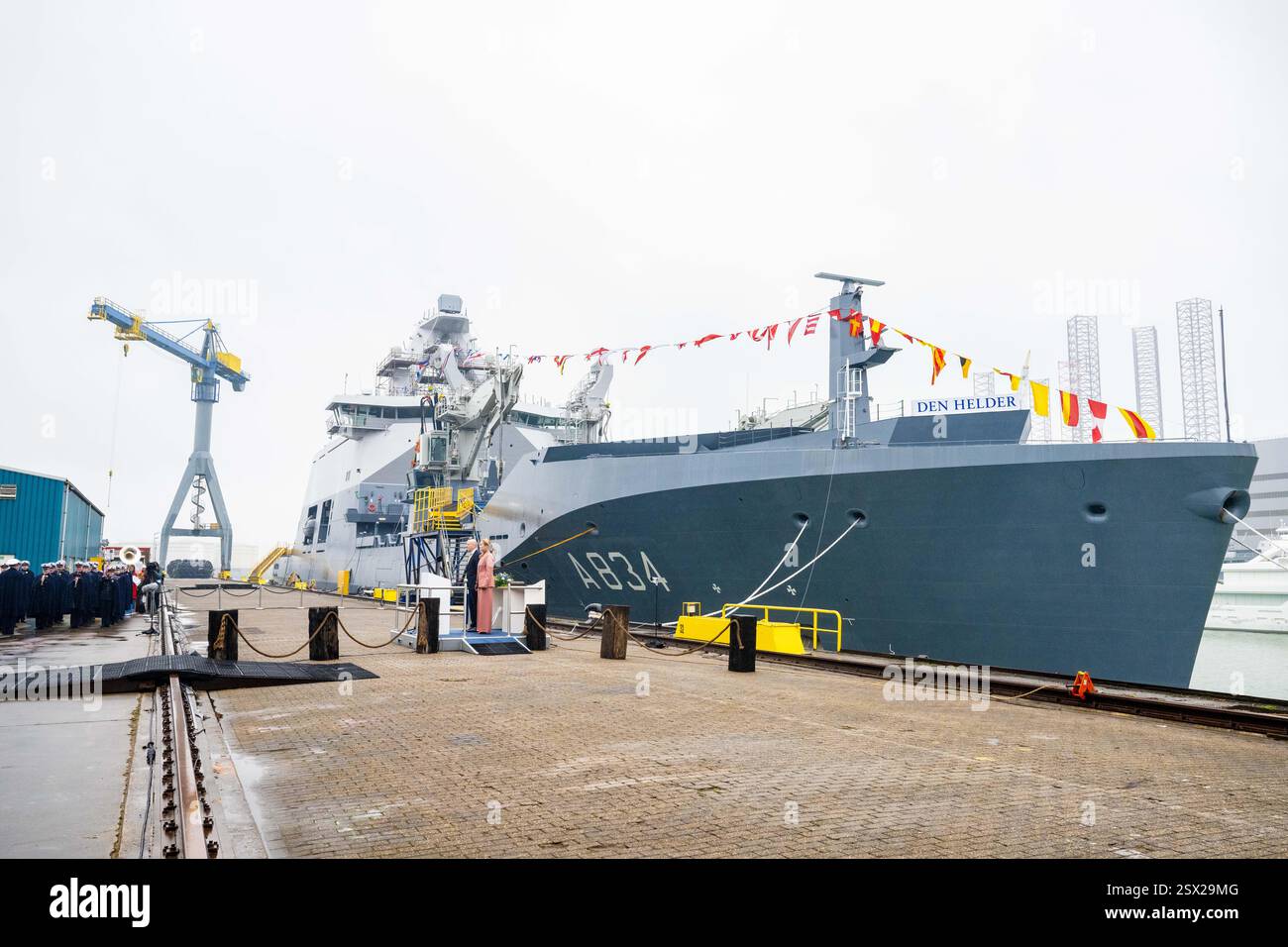 Princess Amalia at the christening of the Combat Support Ship Den ...