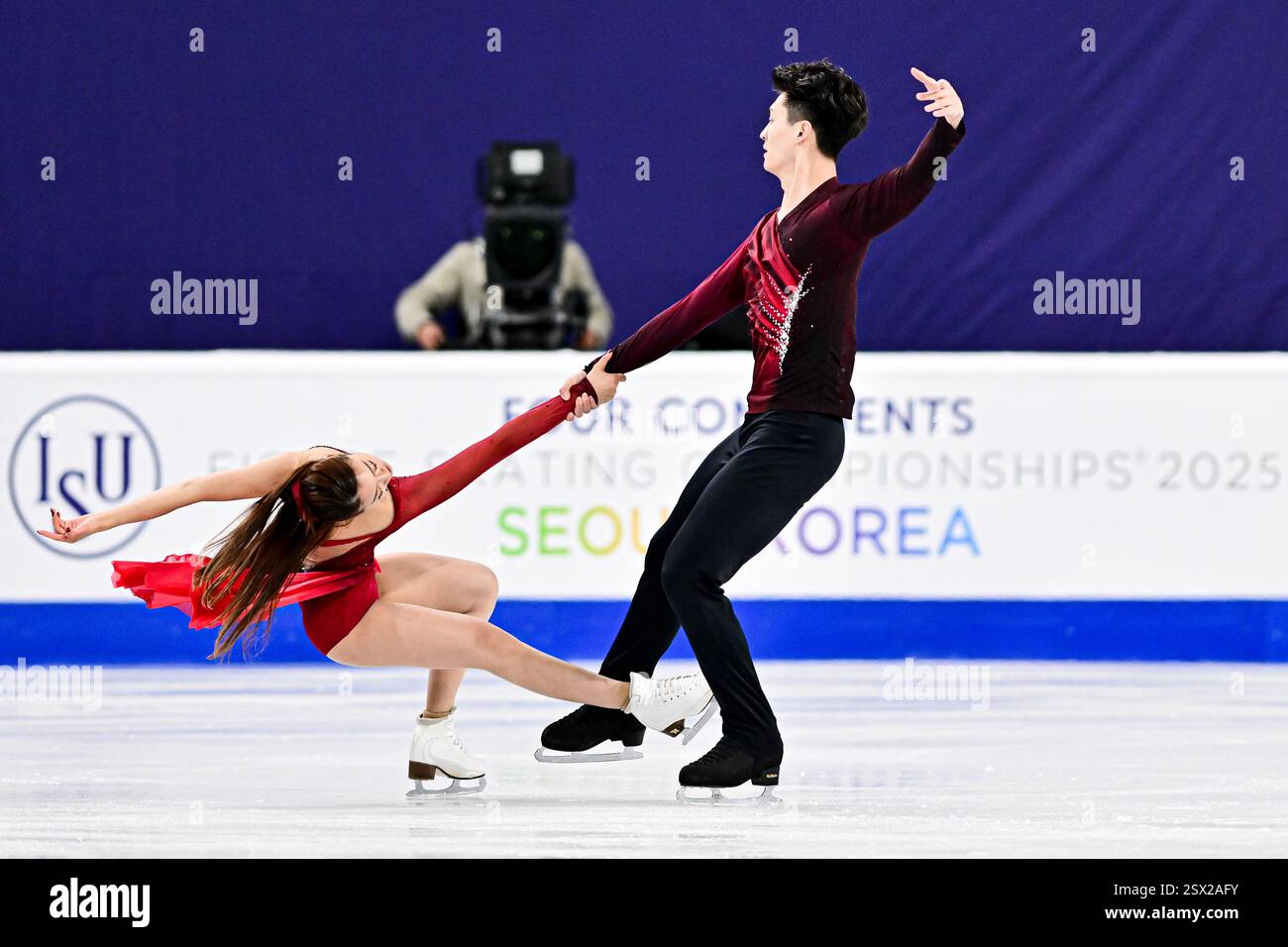 Junfei REN & Jianing XING (CHN), during Ice Dance Free Dance, at the ISU Four Continents Figure ...
