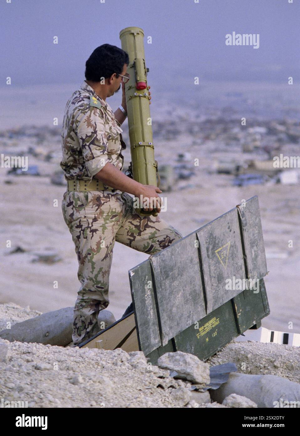 First Gulf War: 1st April 1991 An Egyptian soldier examines an ...