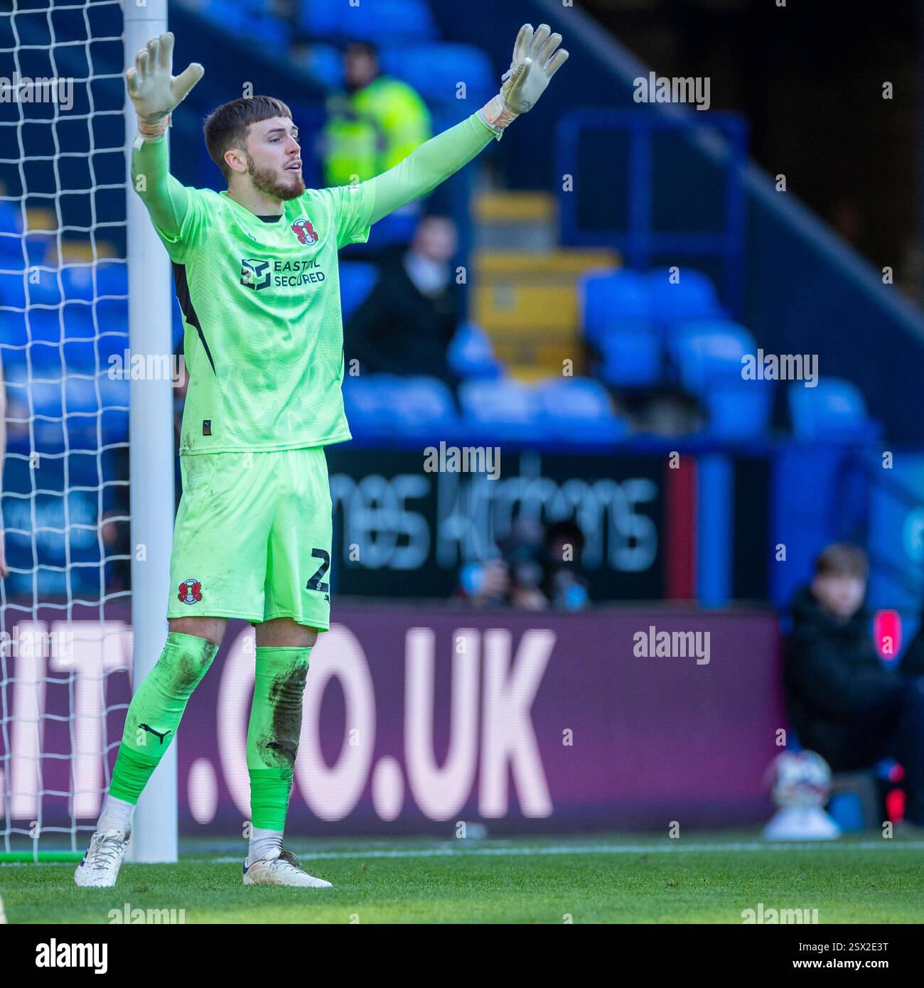 Noah Phillips #26 (GK) of Leyton Orient F.C. gesticulates during the ...
